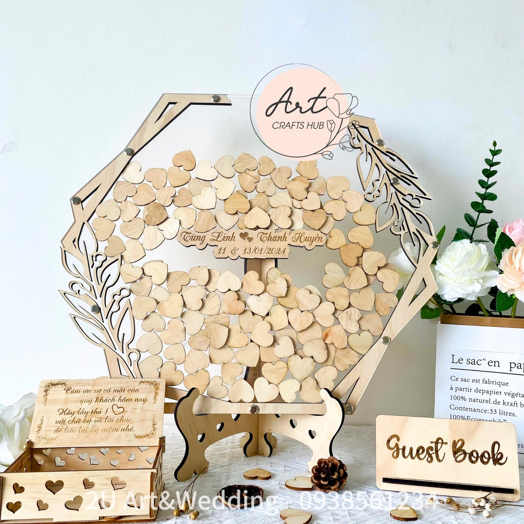 Hexagon Shape Guest Book Wedding Alternative, Personalized Wedding ...