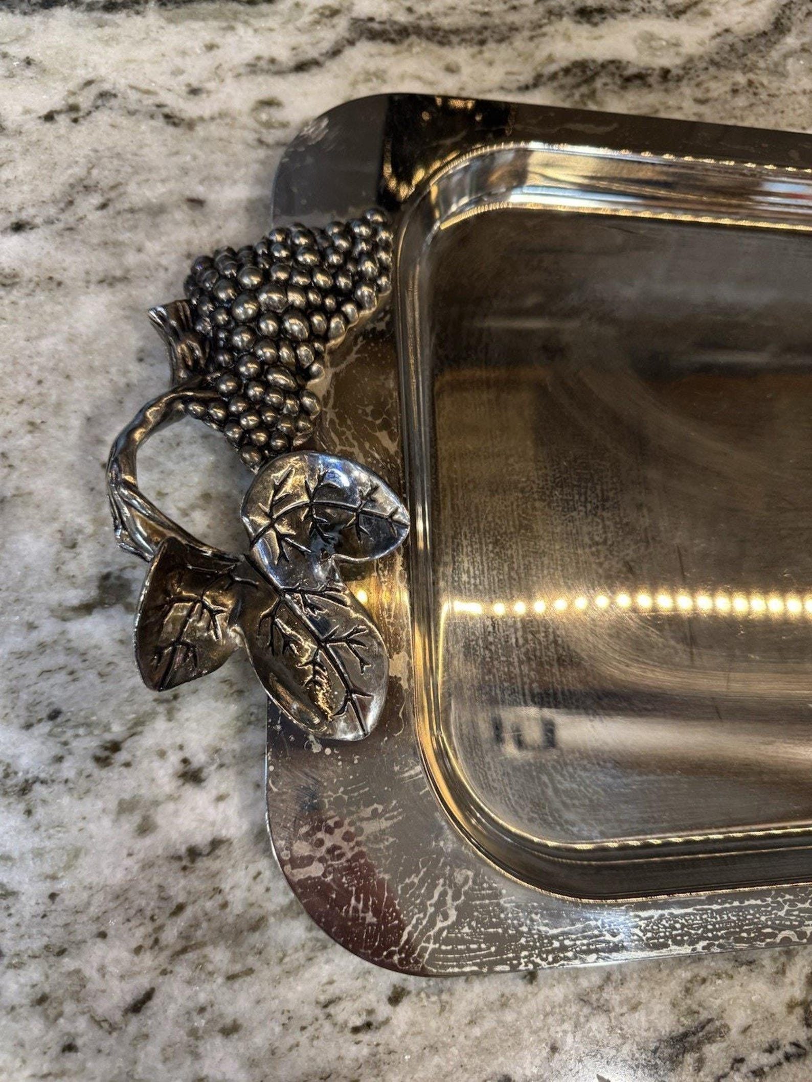 GODINGER Silverplate Rectangular Serving Tray 10-1/2 X 21-1/2” Grape ...