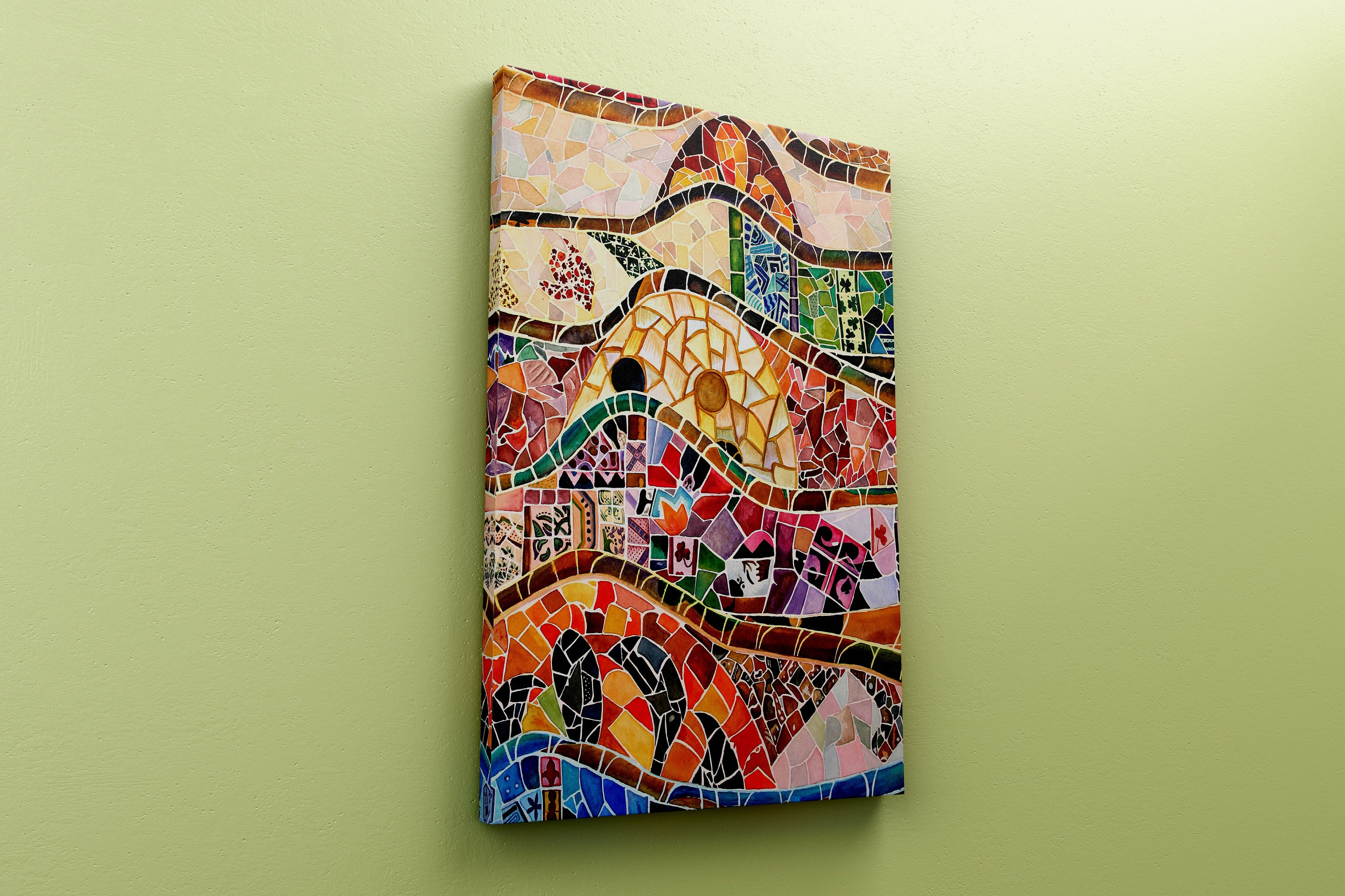 Antoni Gaudi's Mosaic Canvas,colorful Modern Art, Abstract Print ...