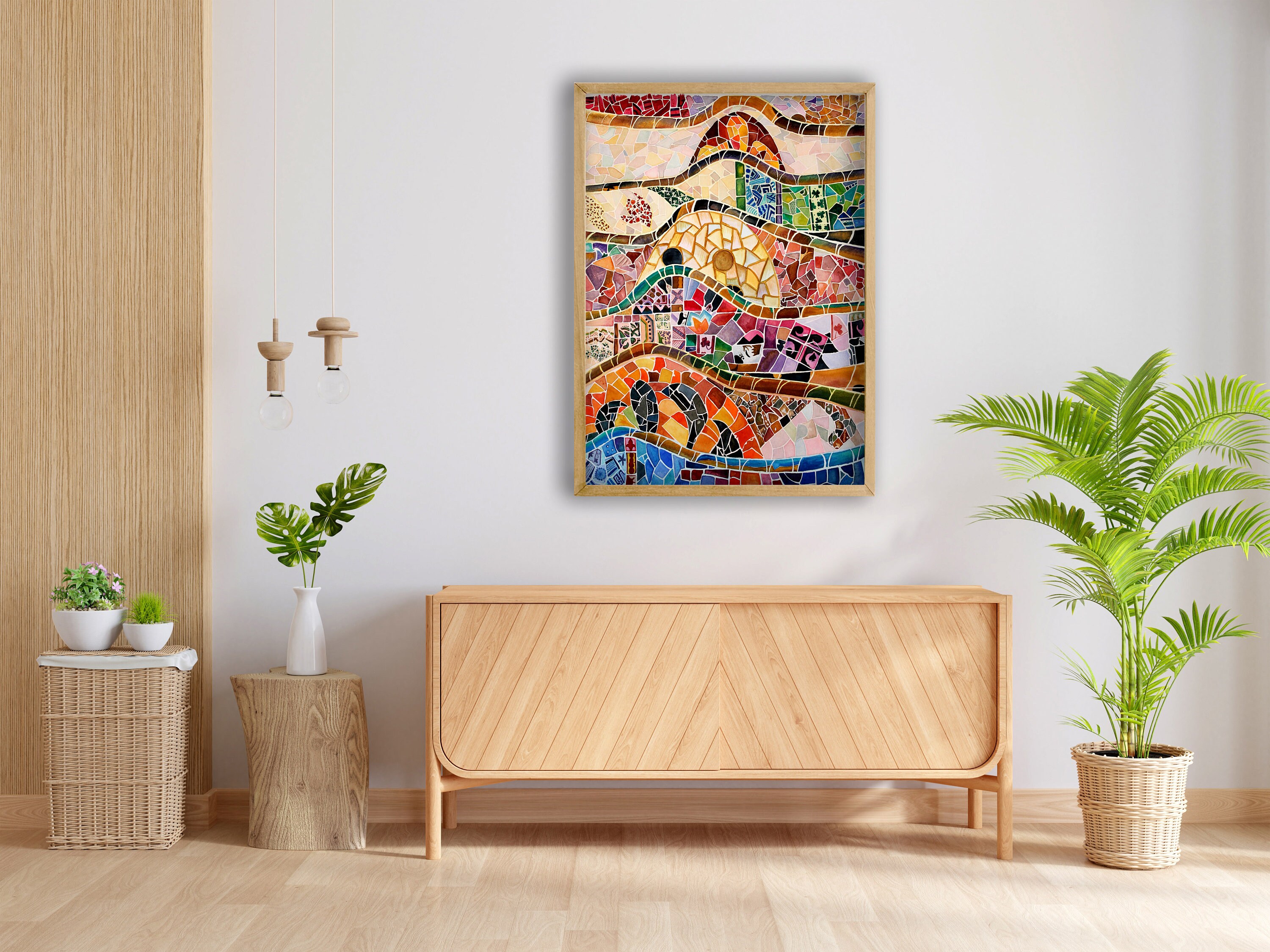 Antoni Gaudi's Mosaic Canvas,colorful Modern Art, Abstract Print ...