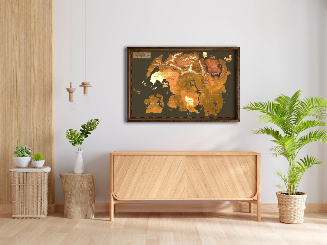 The Elder Scrolls Map,skyrim Map Print, Map of Tamriel Canvas, Province ...