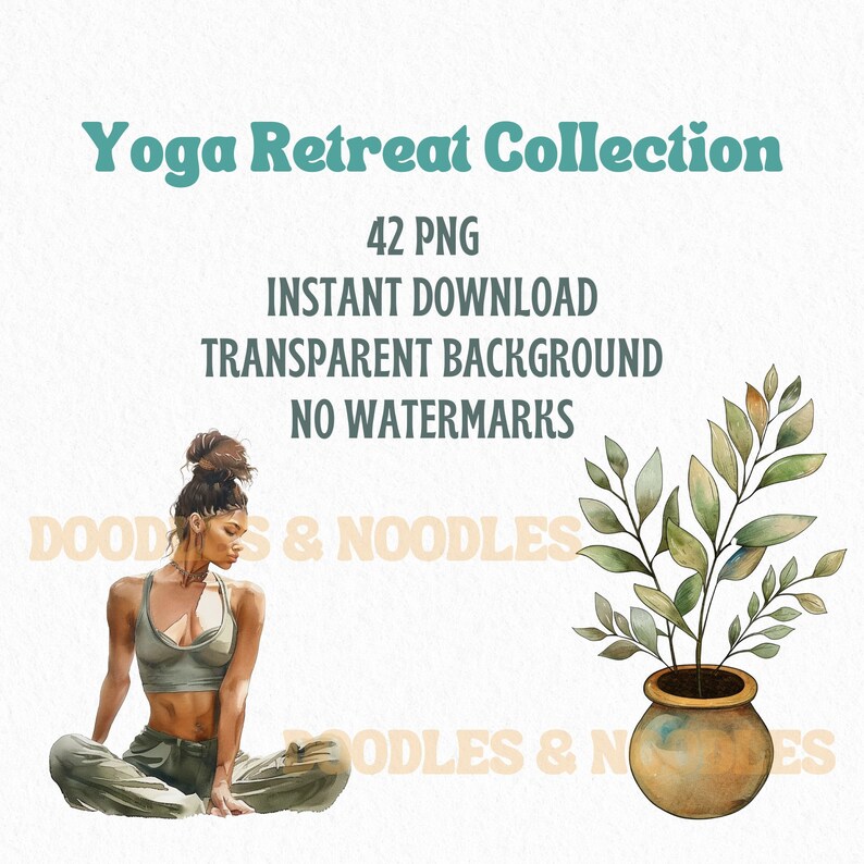 Yoga Retreat Clipart, Yoga Aesthetic Clipart, Yoga Watercolour Png ...