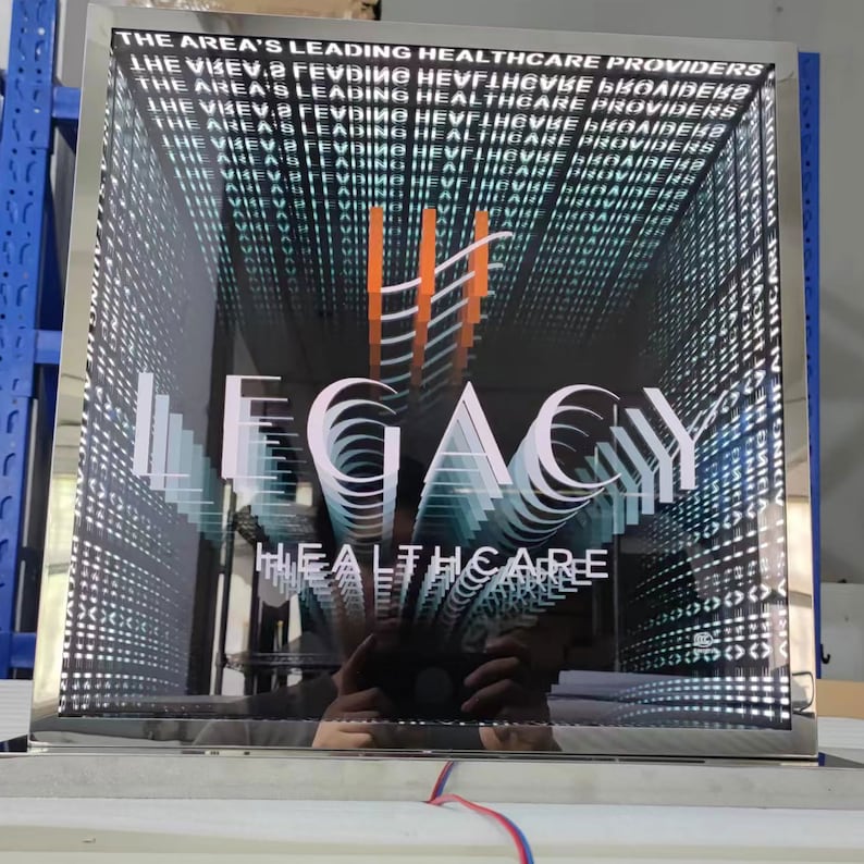 Custom Led Infinity Mirror, Lndoor 3D Logo Sign, Custom Mirror Decor ...
