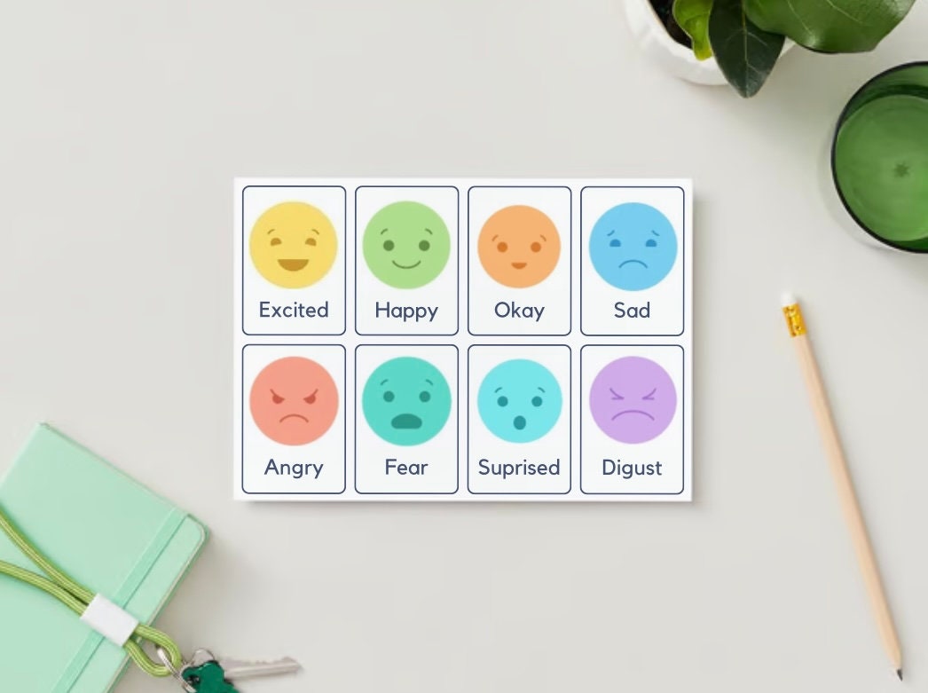 Emotions and Feelings Flashcards, SEN Education, Basic Faces - Etsy