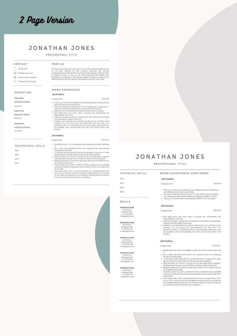 Minimal Resume Template | Black and White Template | Professional ...