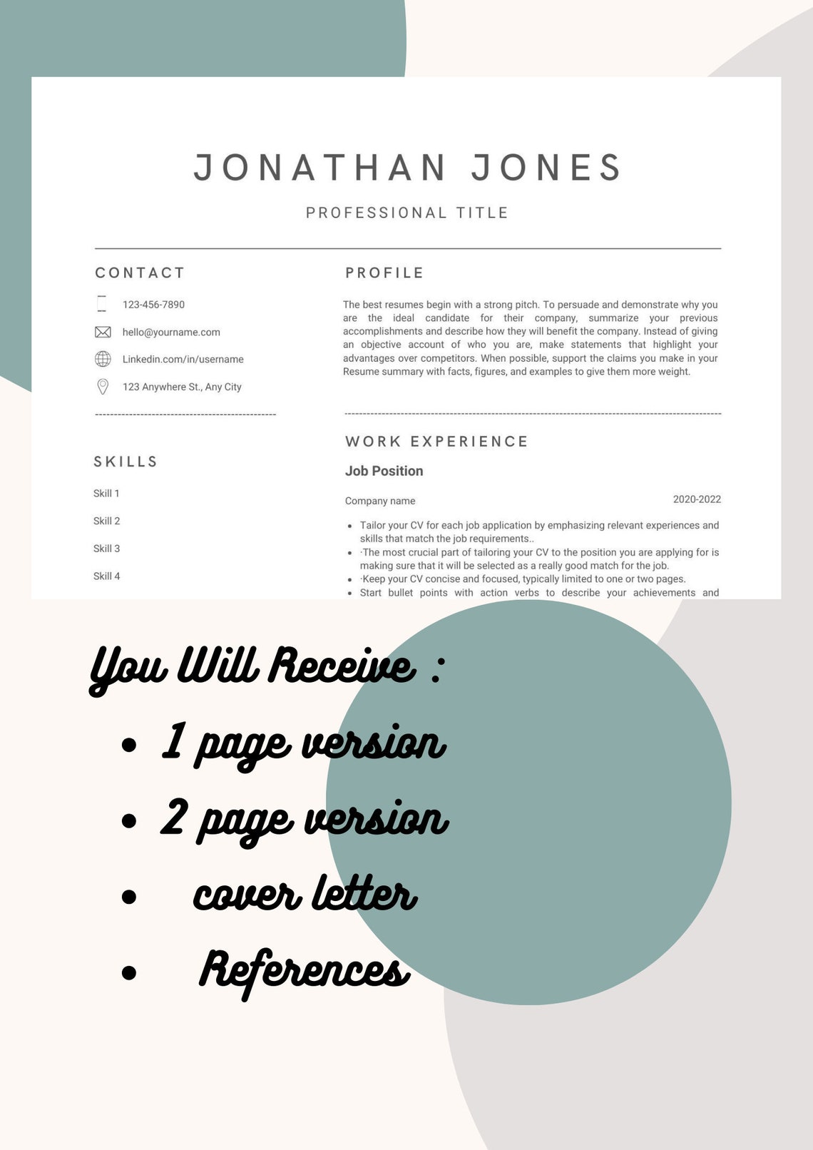 Minimal Resume Template | Black and White Template | Professional ...