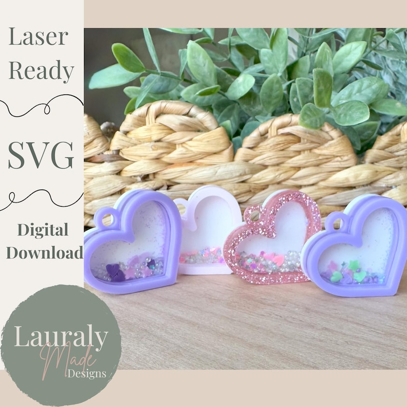 Laser SVG File Heart Shaker Keychain Bag Tag - Etsy