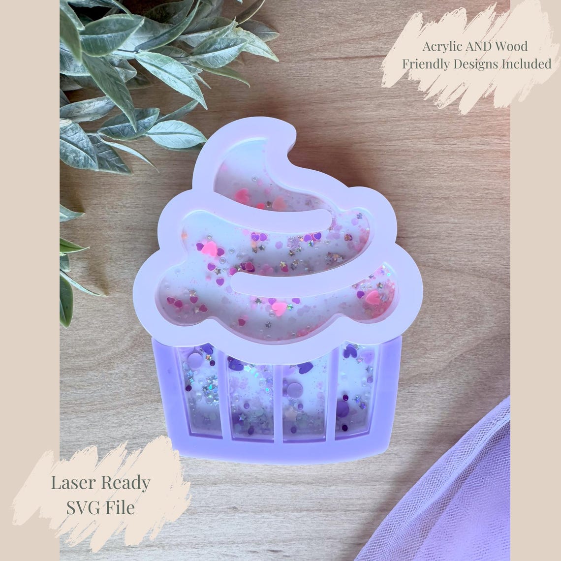 Cupcake Shaker SVG File, Laser Cut Birthday Party Favor (digital ...