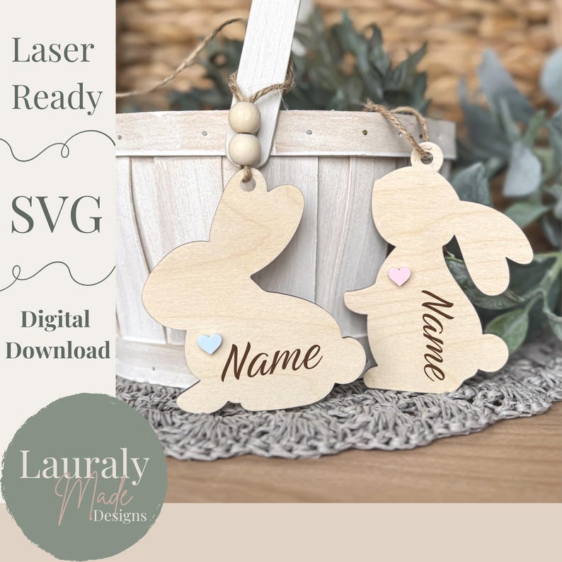 Bunny Rabbit Name Tag SVG, Laser Cut File (digital Download) - Etsy