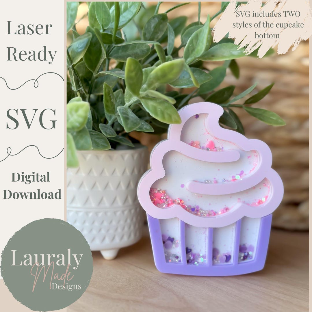 Cupcake Shaker SVG File, Laser Cut Birthday Party Favor (digital ...