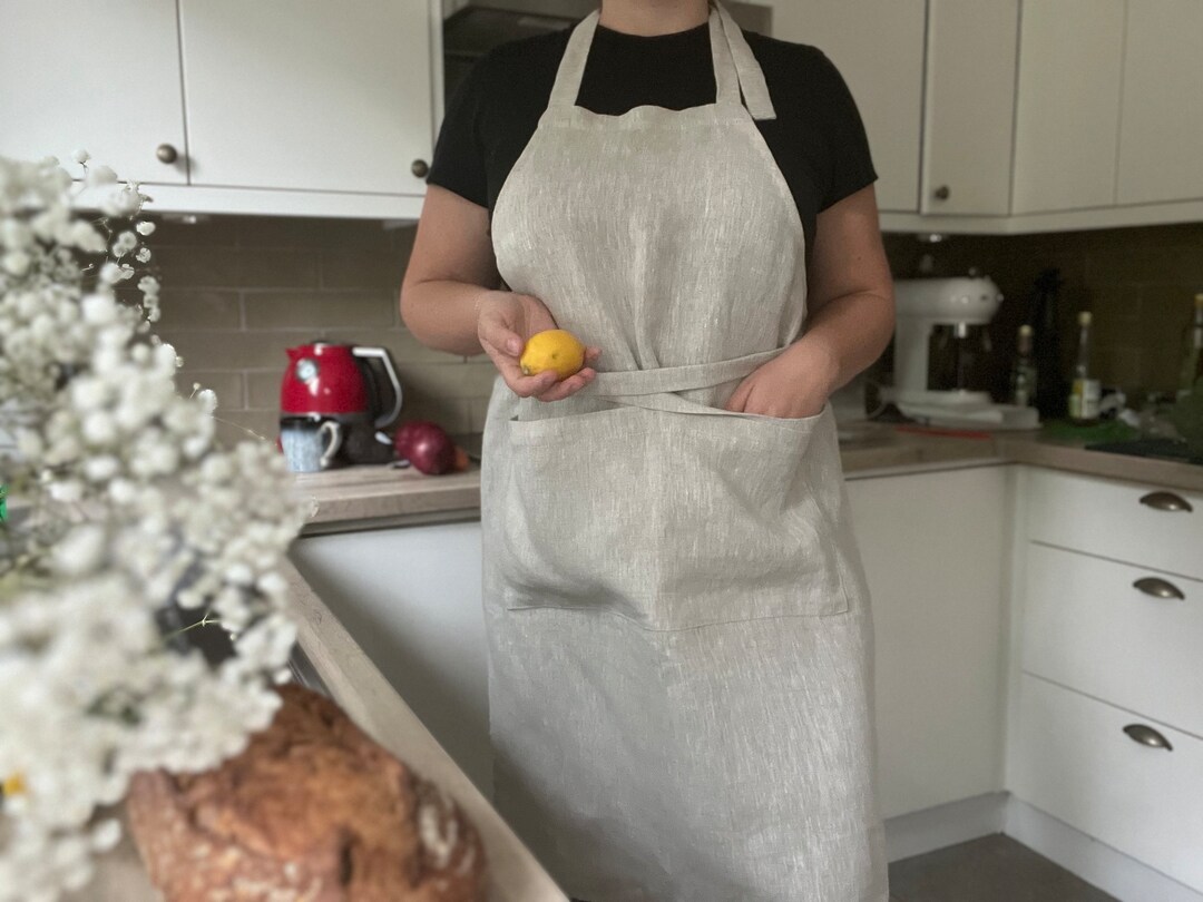 Handmade Linen Apron With Two Pockets | Eco-friendly Kitchen Apron - Etsy