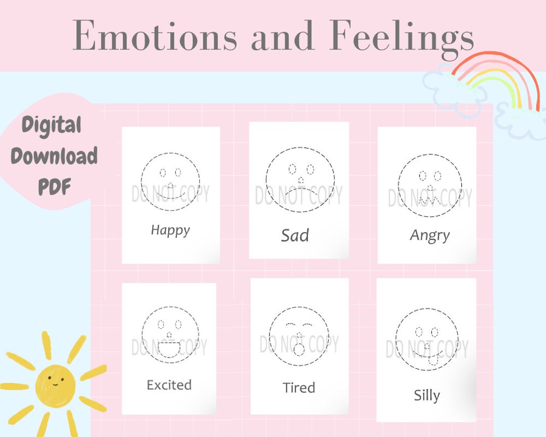 Line Tracing Emotions Worksheets. Learning Feelings. Pen Control Kids ...