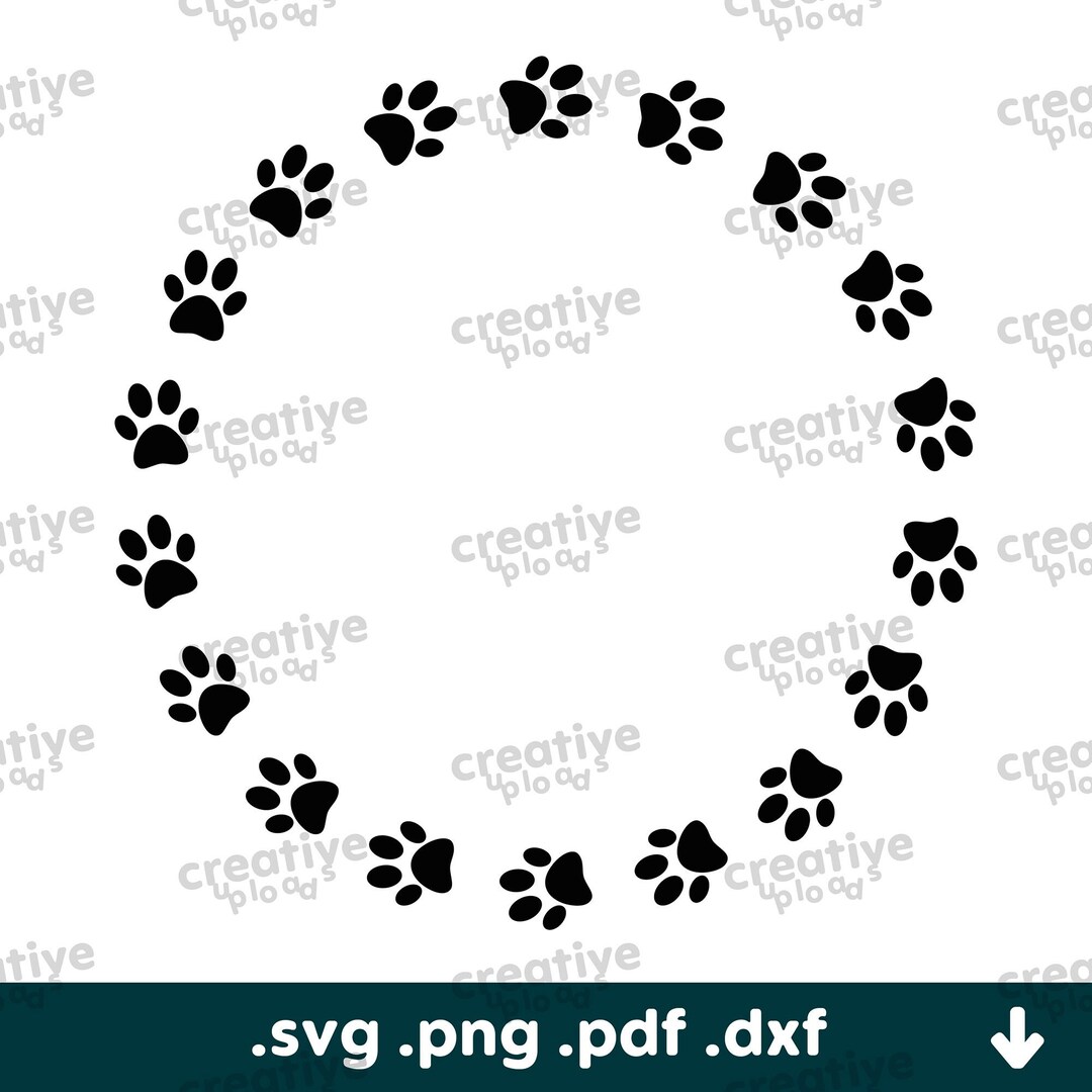 Pawprint Circle SVG, Paw Circle Clipart ( .svg .png .dxf .pdf ...