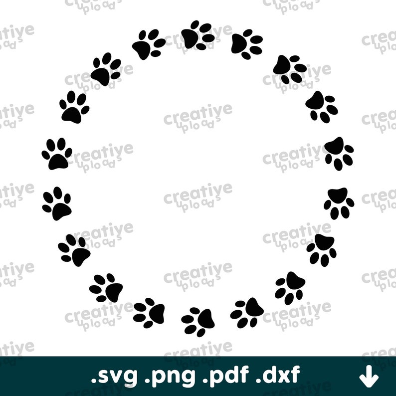 Pawprint Circle SVG, Paw Circle Clipart ( .svg .png .dxf .pdf ...