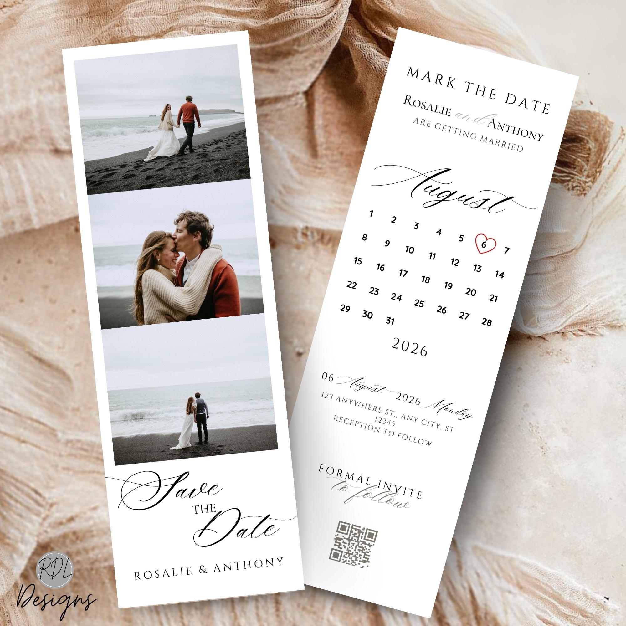 Calendar Photo Booth Strip Calendar Save the Date Card Photo Booth Save ...