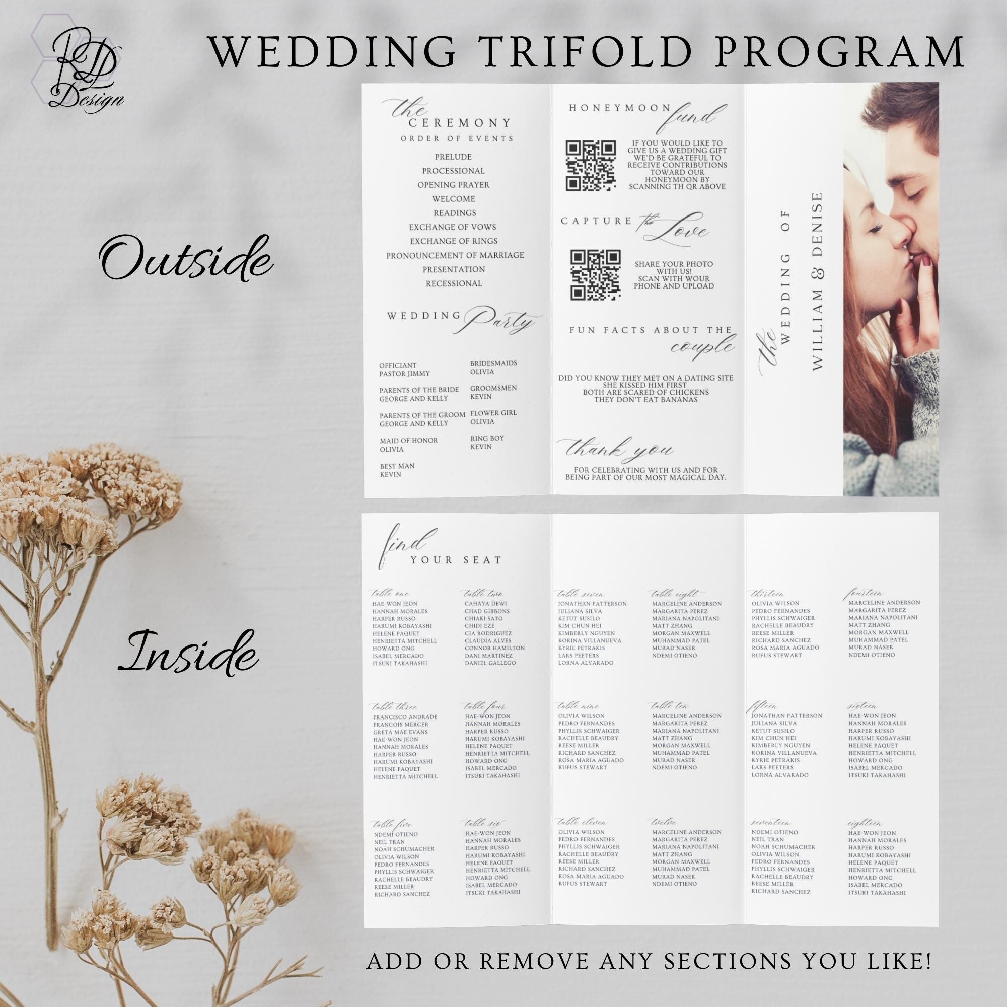 Trifold Wedding Program Template Seating Chart, Wedding Seating Chart ...