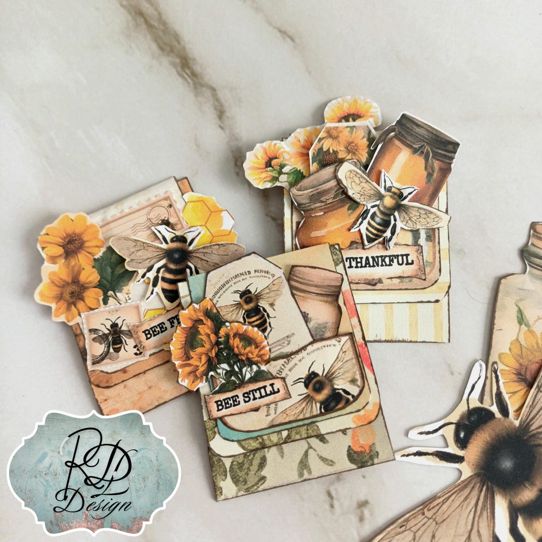 Watercolor Hidden Clips Bee Pocket Hidden Clip Bee Junk Journal Bee ...