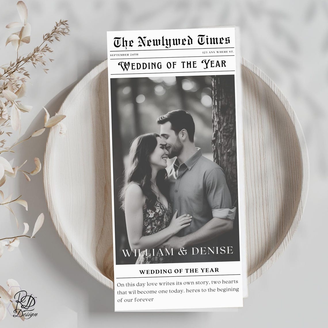 Wedding Newspaper Trifold Program Template A4 and Letter Newspaper ...