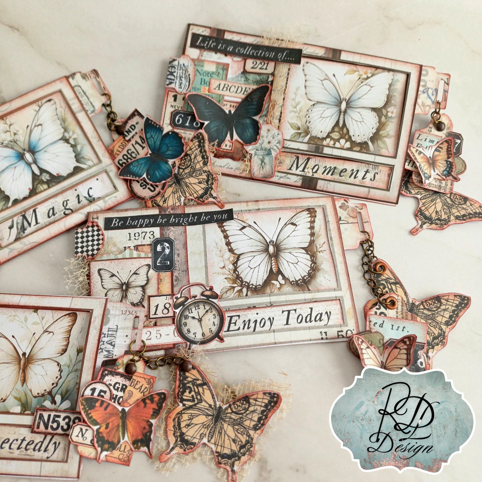 Butterfly Slider Tags Junk Journal Ephemera Shabby Victorian ...