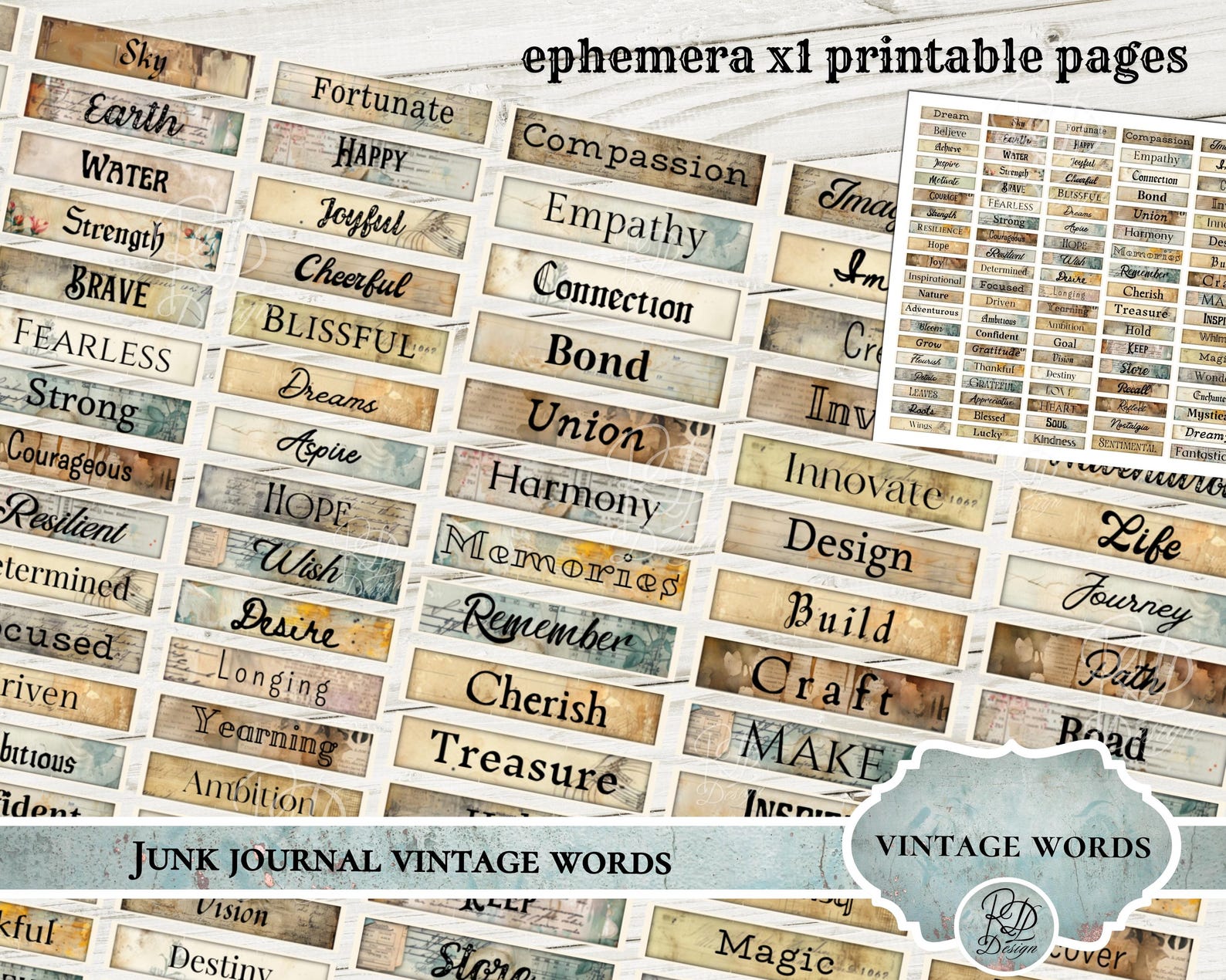 Vintage Word Ephemera Printable Victorian Words Kit Digital Download ...