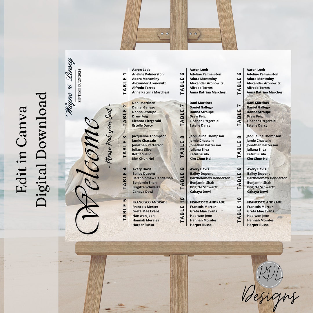 Ocean Photo Seating Charts Seating Plan Photo Wedding Seating Chart ...