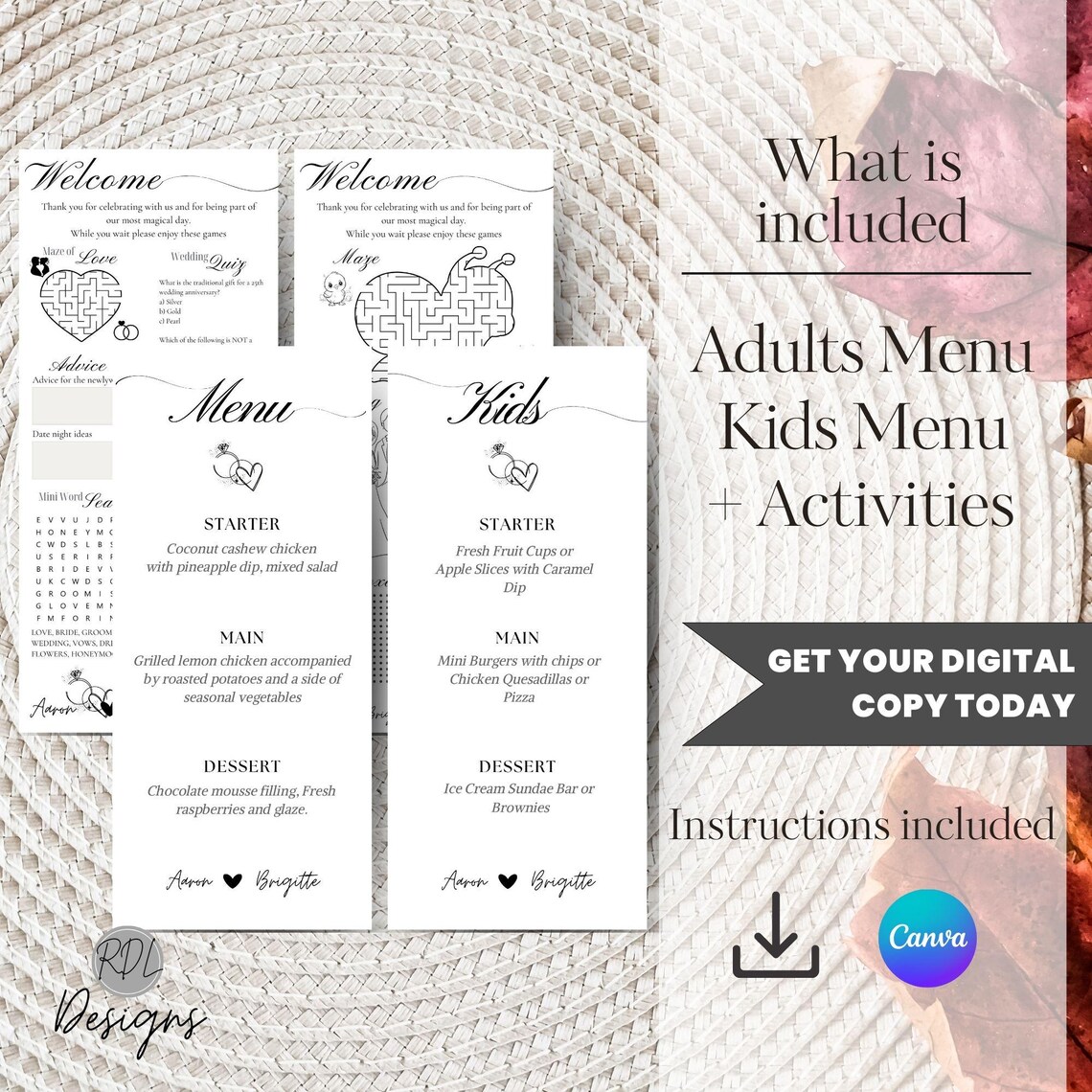 Fun Menu With Fun Facts Wedding Decor Activity Menu Template, Game ...