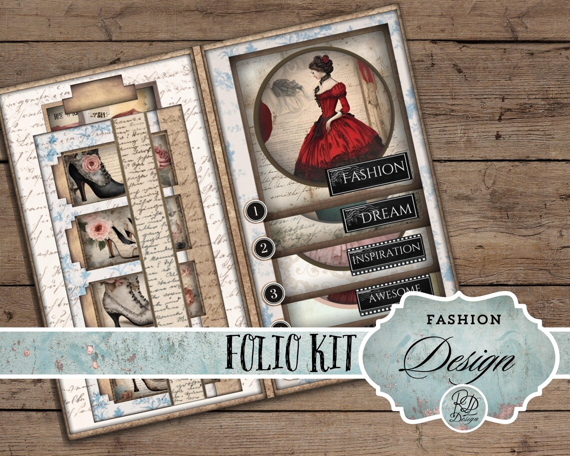 Junk Journal Waterfall Folio Kit Fashion Mini Project Junk Journaling ...