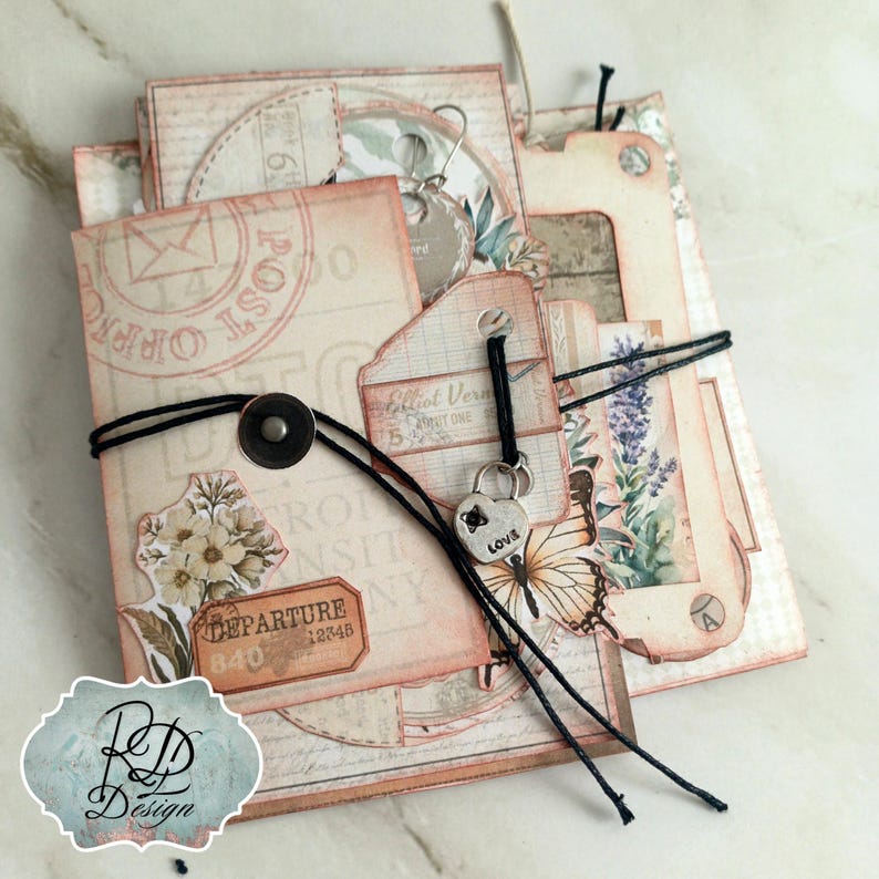 Loaded Wallet Vintage Junk Journal Kit Shabby Ephemera Tags Pockets Bird Ephemera Butterfly ...