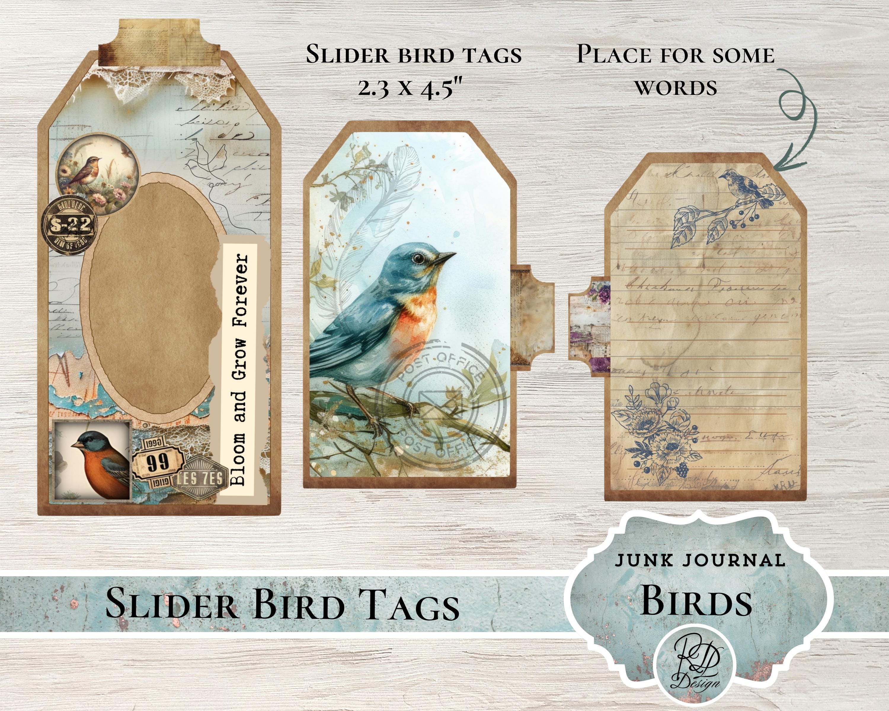 Bird Slider Tag Junk Journal Slider Pocket Bird Slider Tag Junk Journal ...