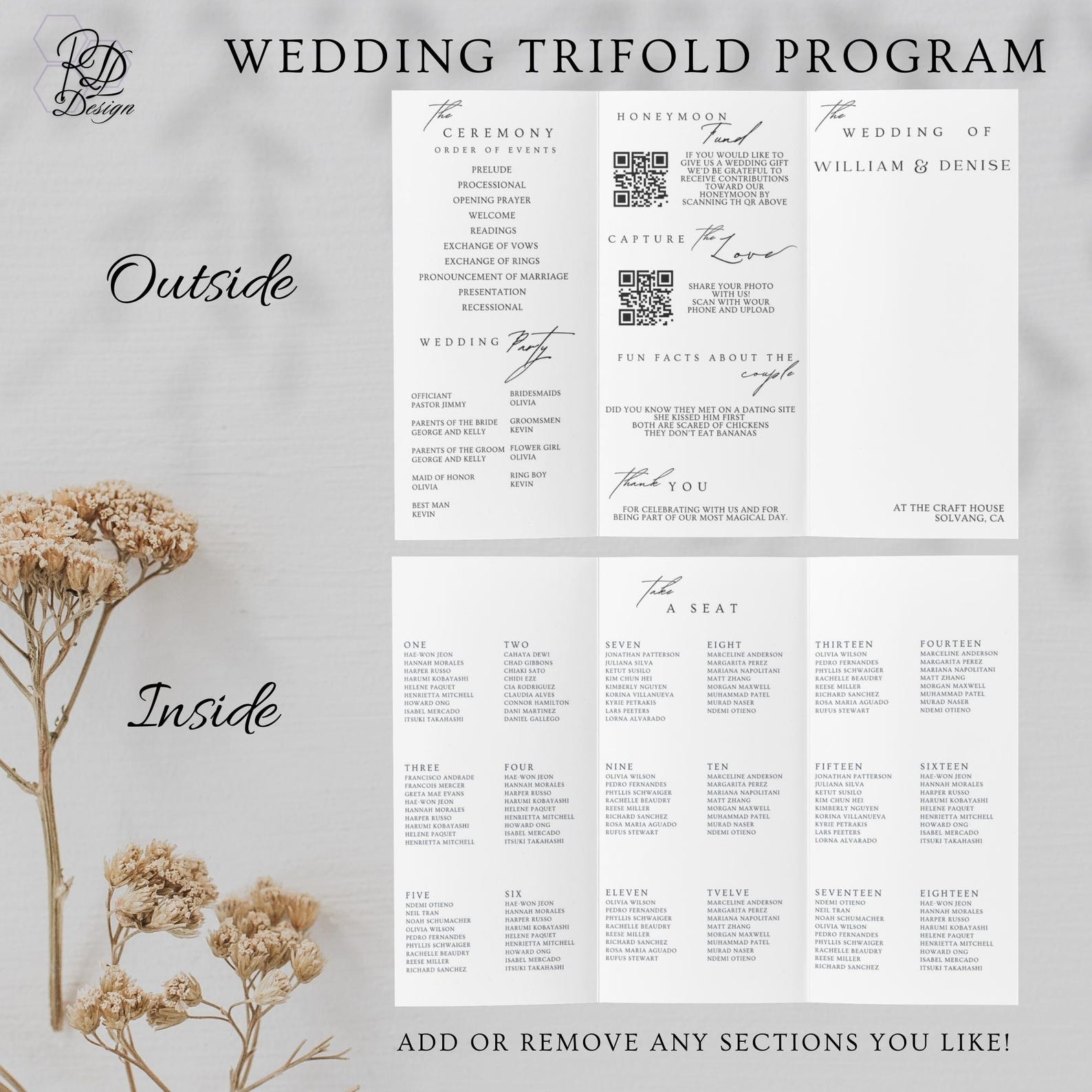 Trifold Wedding Program Template Seating Chart, Wedding Seating Chart ...