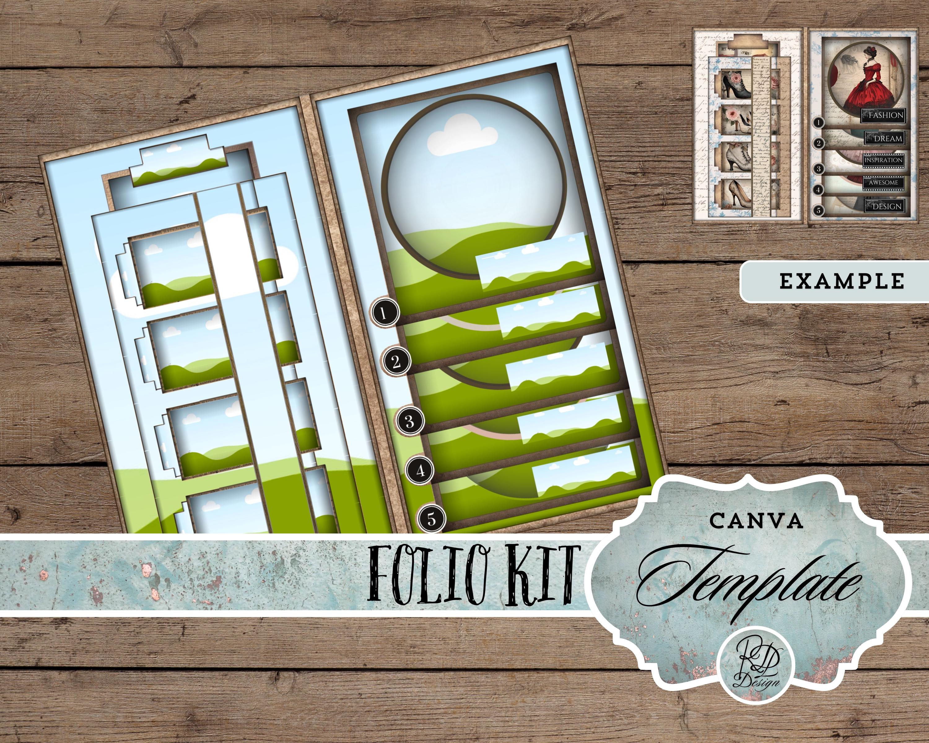 Folio Junk Journal Kit Waterfall Folio Canva Template Printable Kit ...