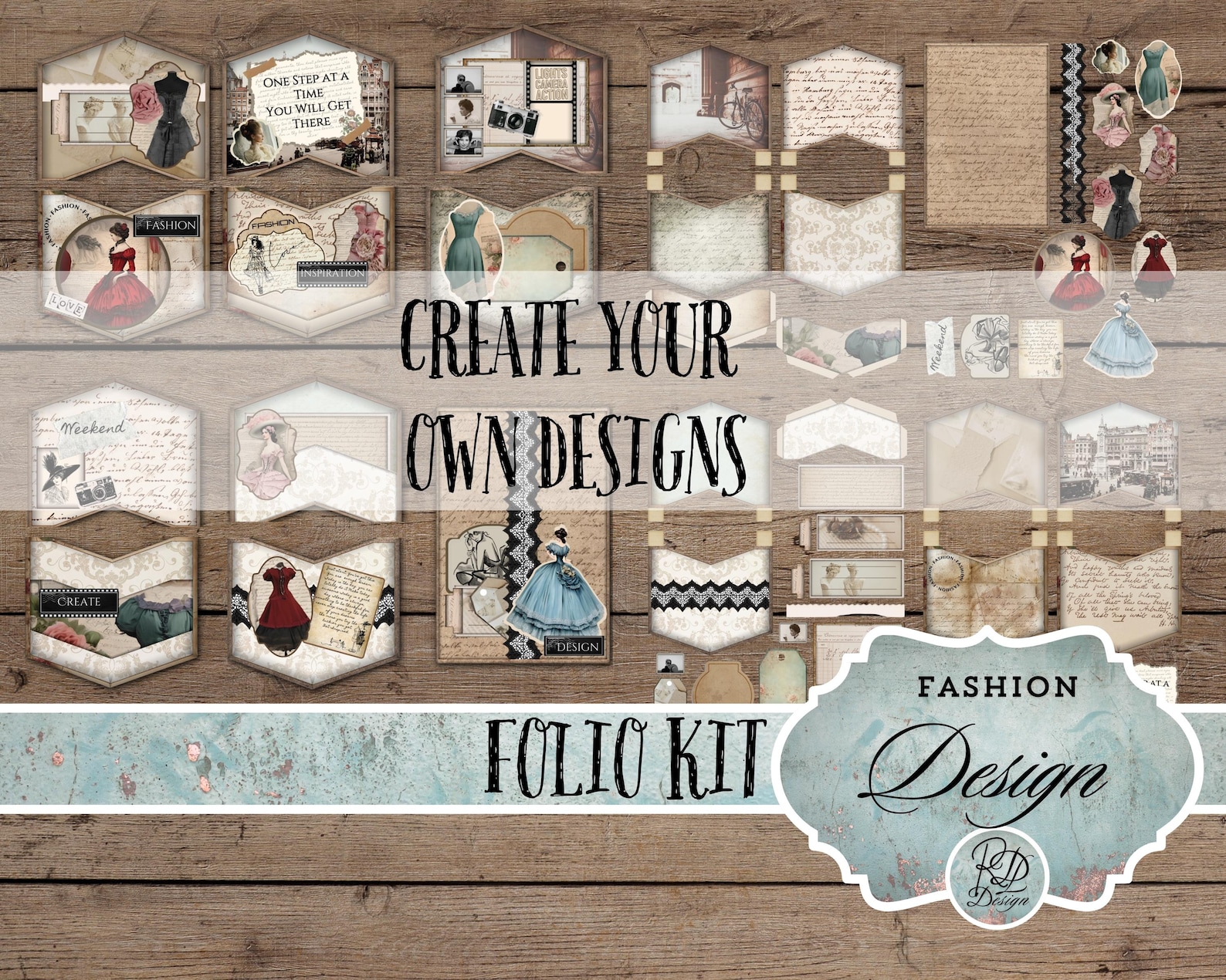 Junk Journal Waterfall Folio Kit Fashion Mini Project Junk Journaling ...