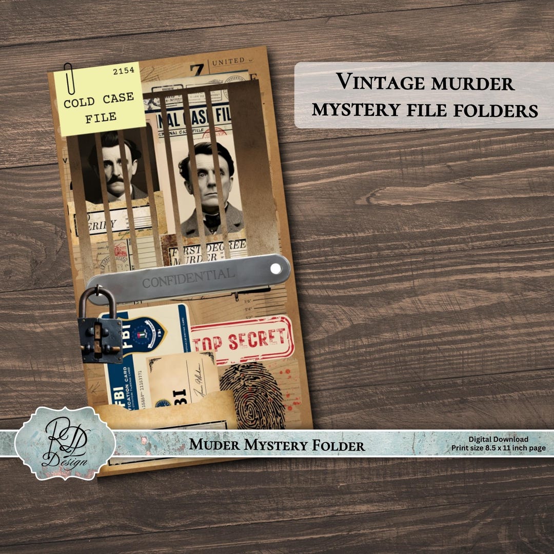 Crime File Folder Murder Mystery File Folder Pocket Note Card Vintage ...