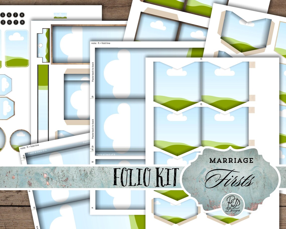 Junk Journal Waterfall Folio Canva Template Frames Printable Kit Mini ...