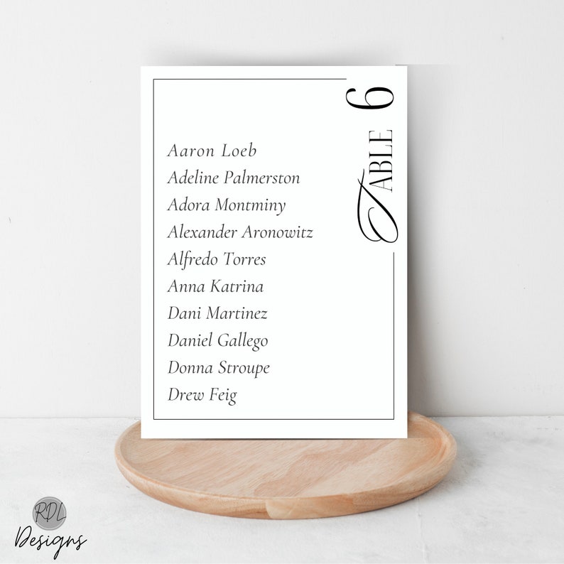 Modern Script Wedding Seating Chart Template Wedding Table Number ...