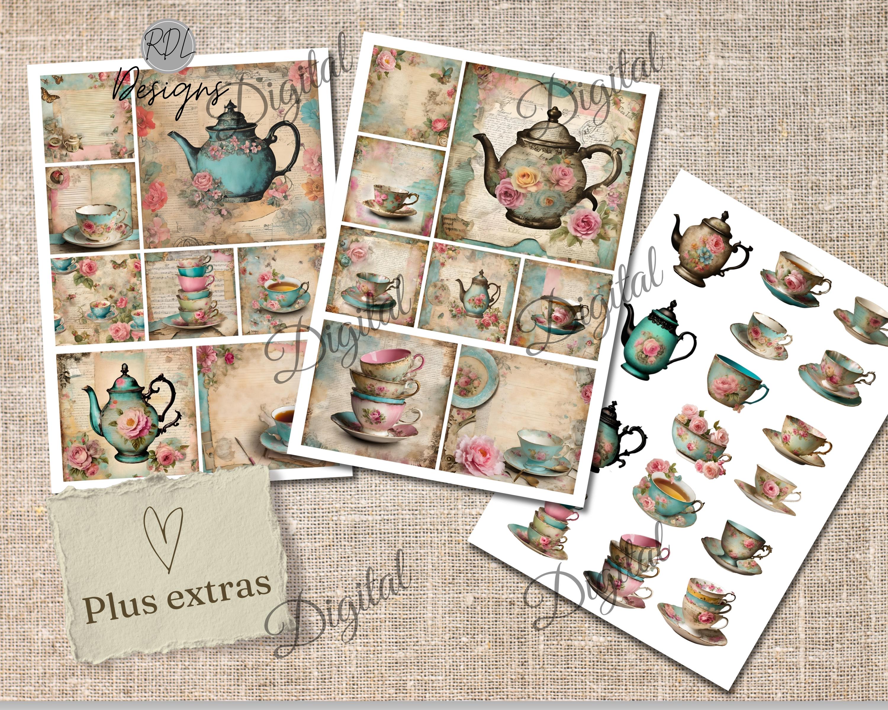 Tea English Tea Party Junk Journal Digital Kit Teapot Printable ...