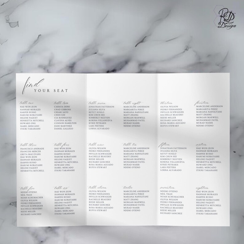 Trifold Wedding Program Template Seating Chart, Wedding Seating Chart ...