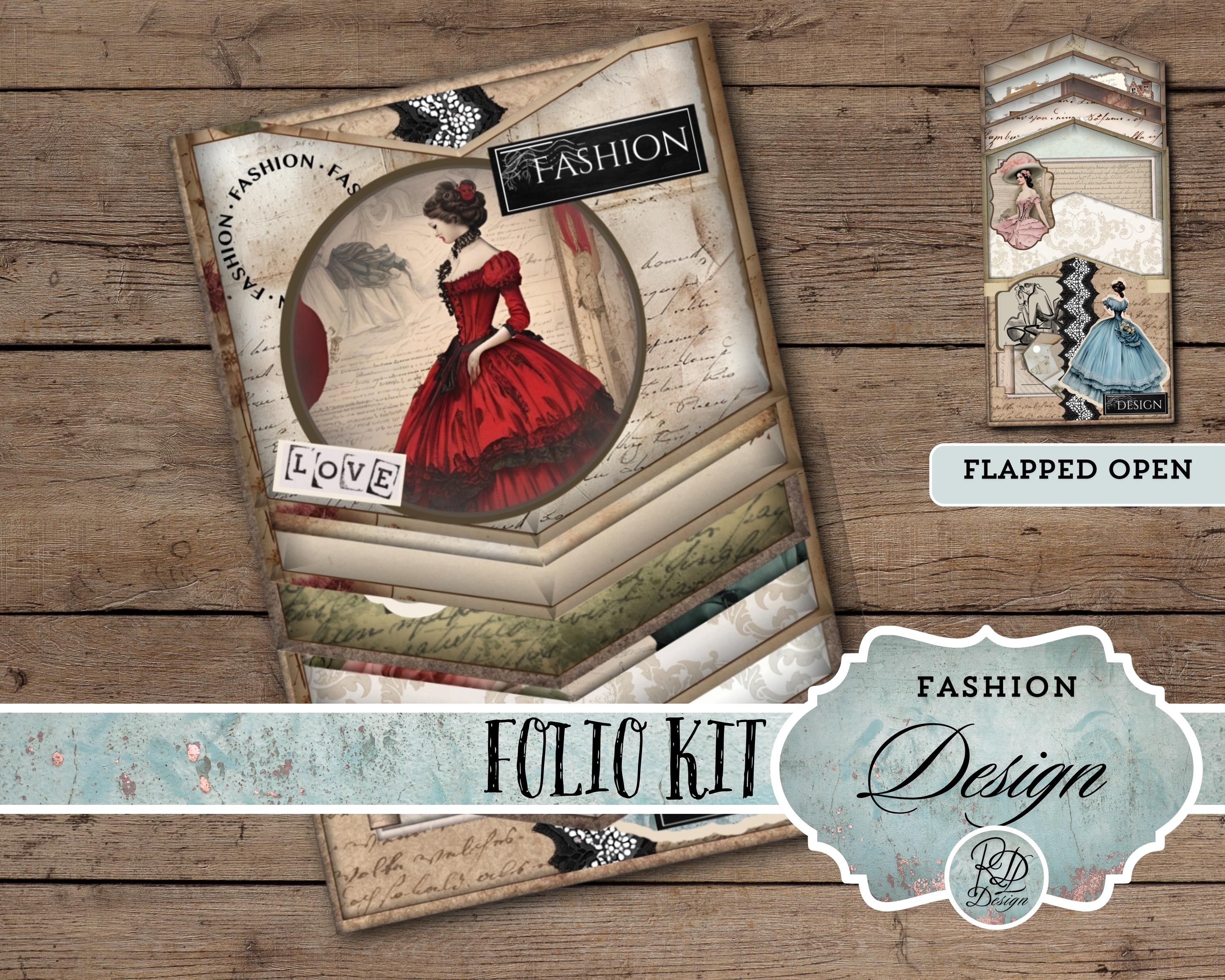 Junk Journal Waterfall Folio Kit Fashion Mini Project Junk Journaling