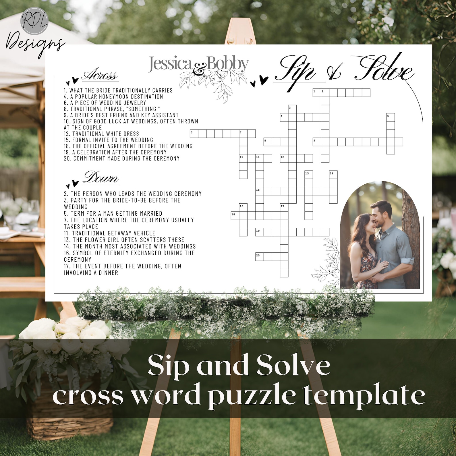 Small and Big Wedding Crossword Custom Wedding Crossword and Word ...