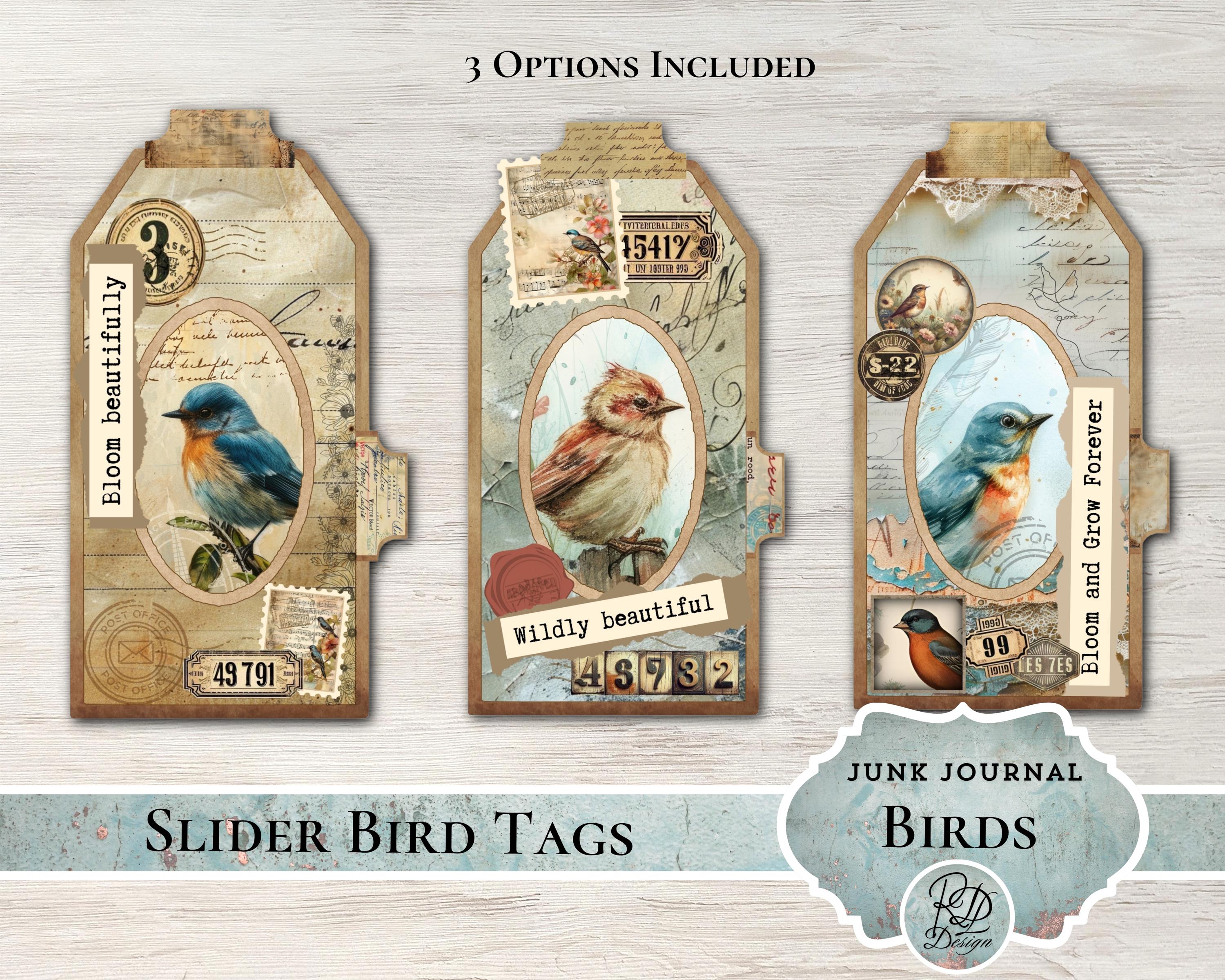 Bird Slider Tag Junk Journal Slider Pocket Bird Slider Tag Junk Journal ...