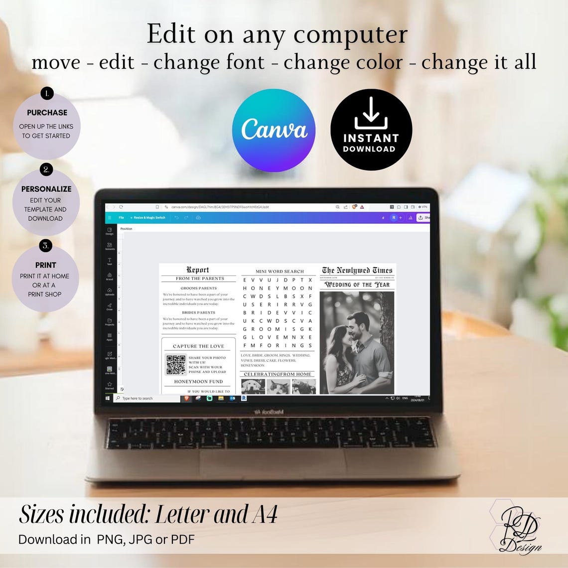 Wedding Newspaper Trifold Program Template A4 and Letter Newspaper ...
