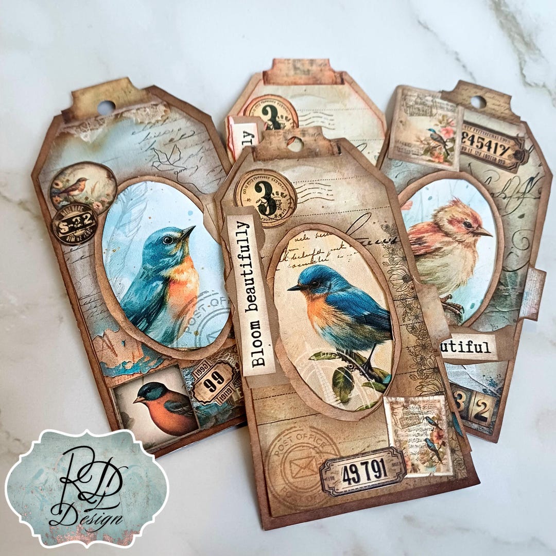 Bird Slider Tag Junk Journal Slider Pocket Bird Slider Tag Junk Journal ...