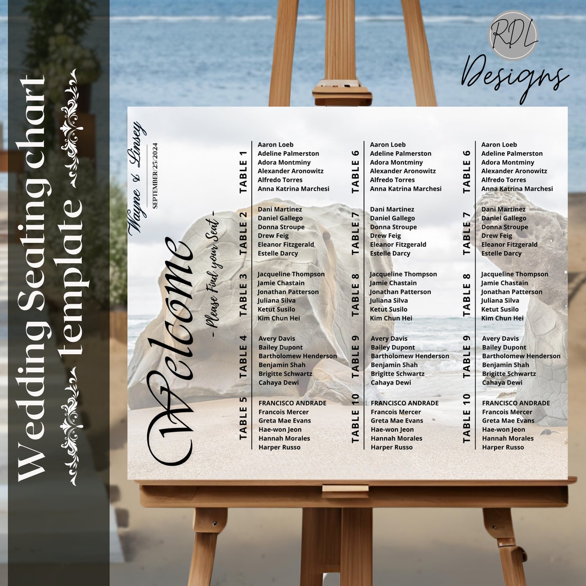 Ocean Photo Seating Charts Seating Plan Photo Wedding Seating Chart ...