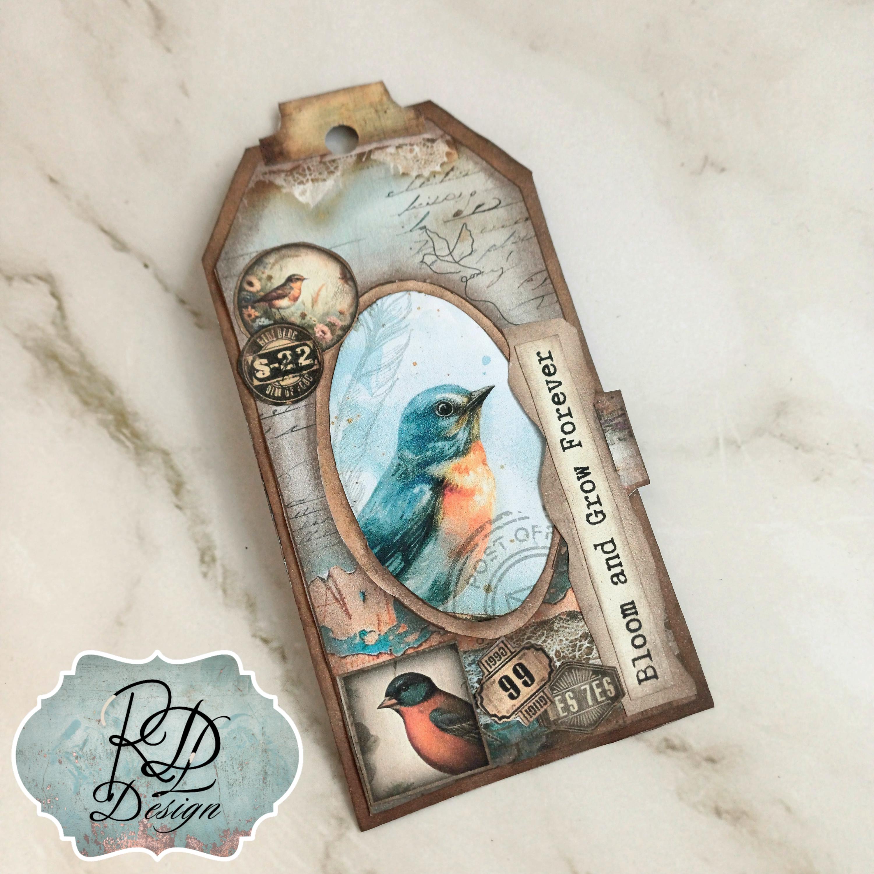 Bird Slider Window Tag Junk Journal Pocket Bird Tag Junk Journal Shabby ...