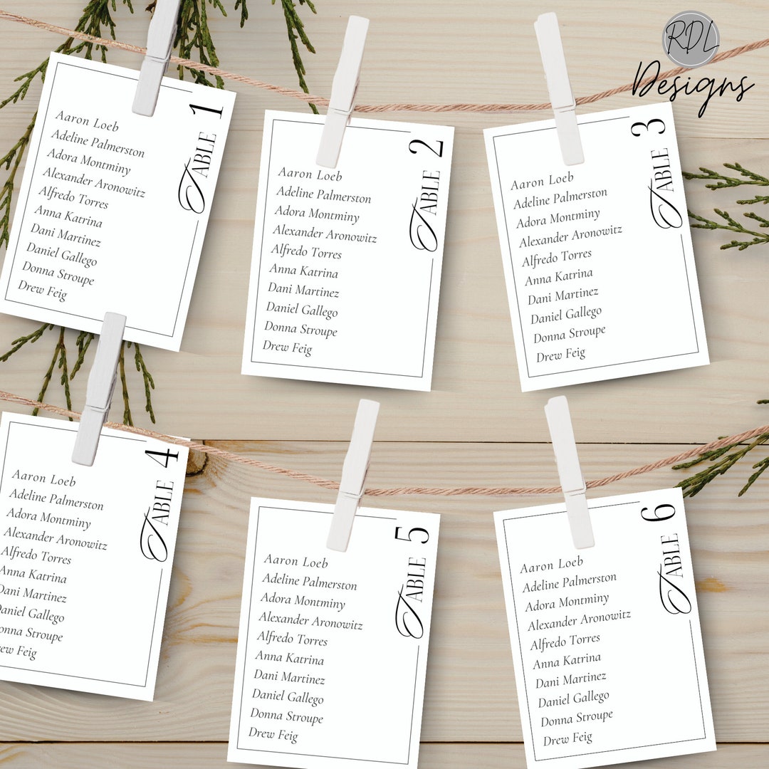 Modern Script Wedding Seating Chart Template Wedding Table Number ...