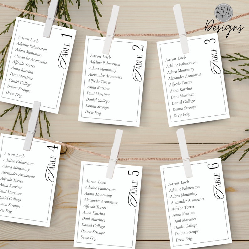 Modern Script Wedding Seating Chart Template Wedding Table Number ...
