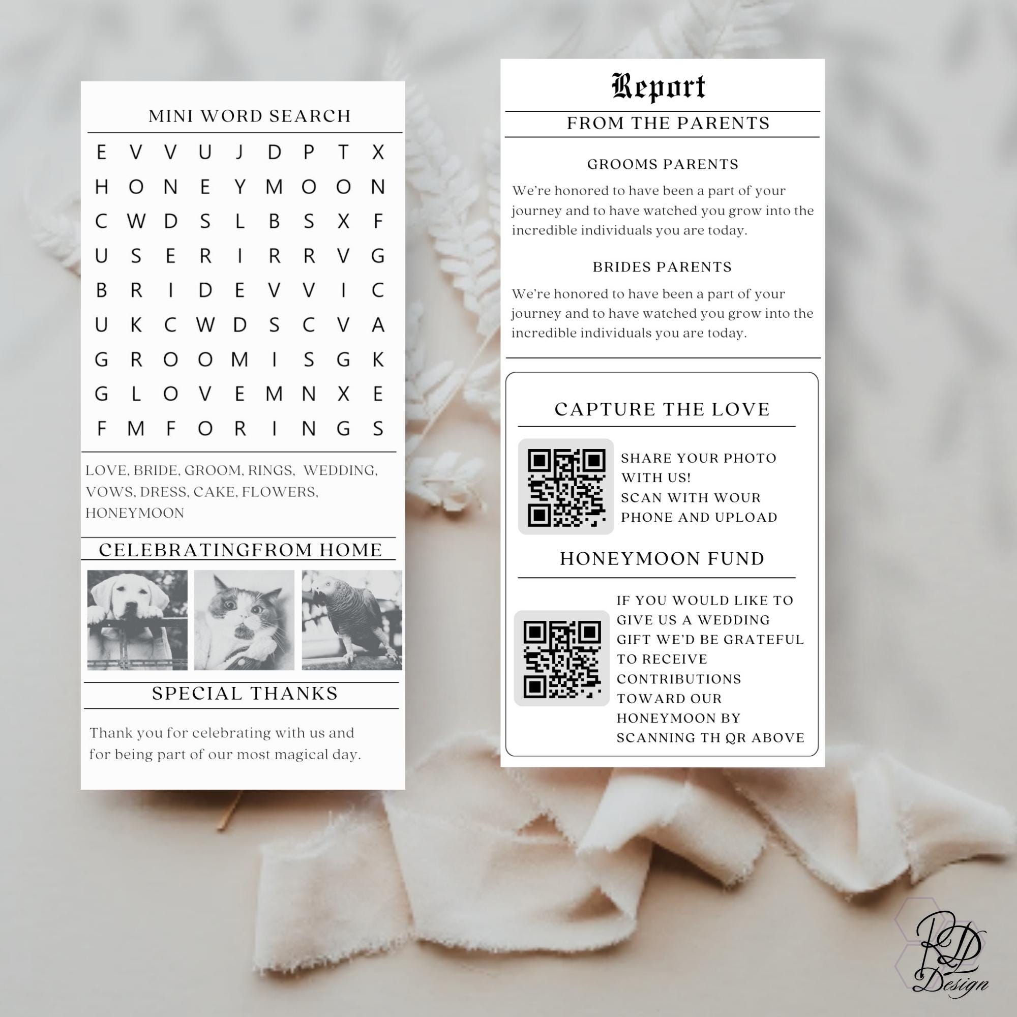 Wedding Newspaper Trifold Program Template A4 and Letter Newspaper ...