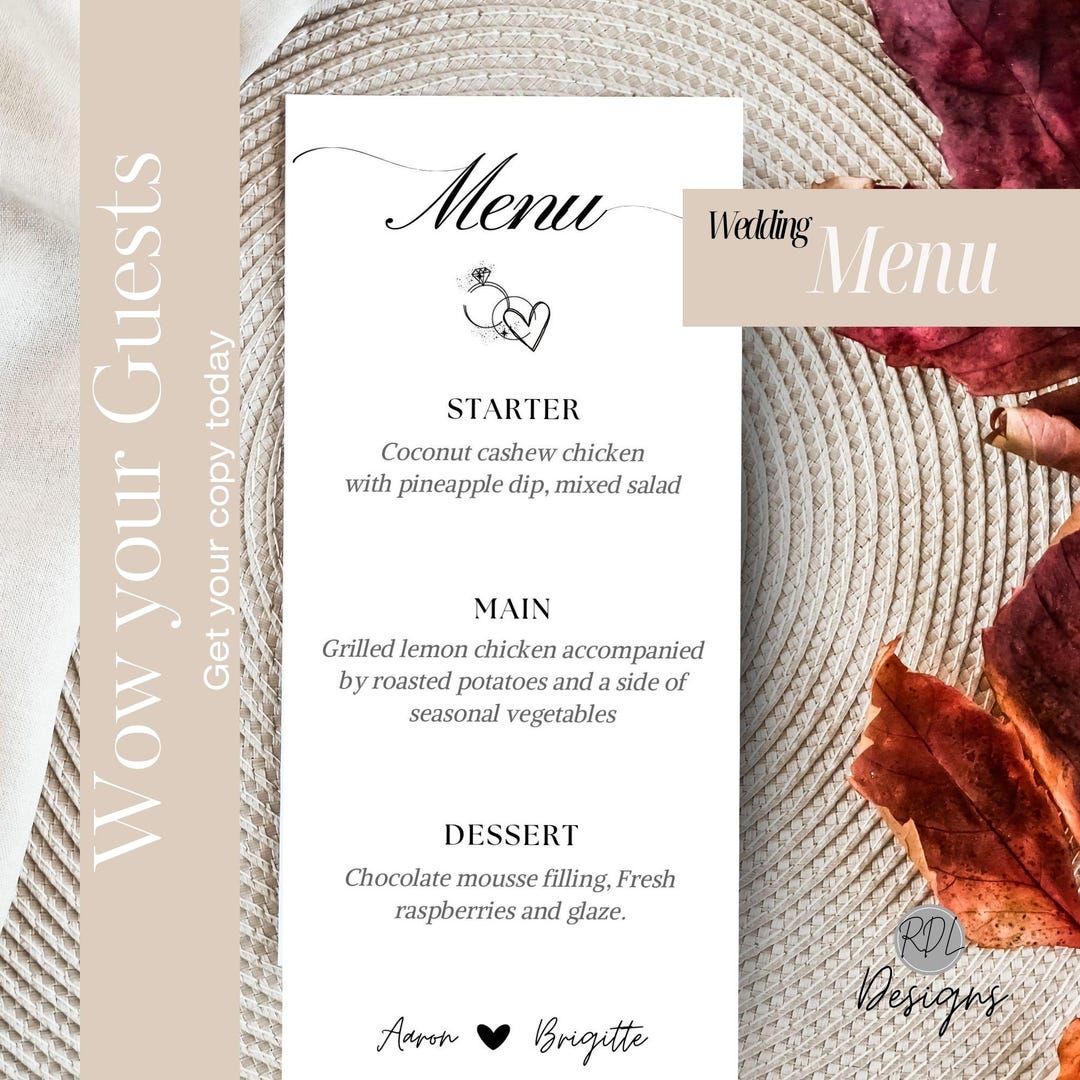 Fun Menu With Fun Facts Wedding Decor Activity Menu Template, Game ...