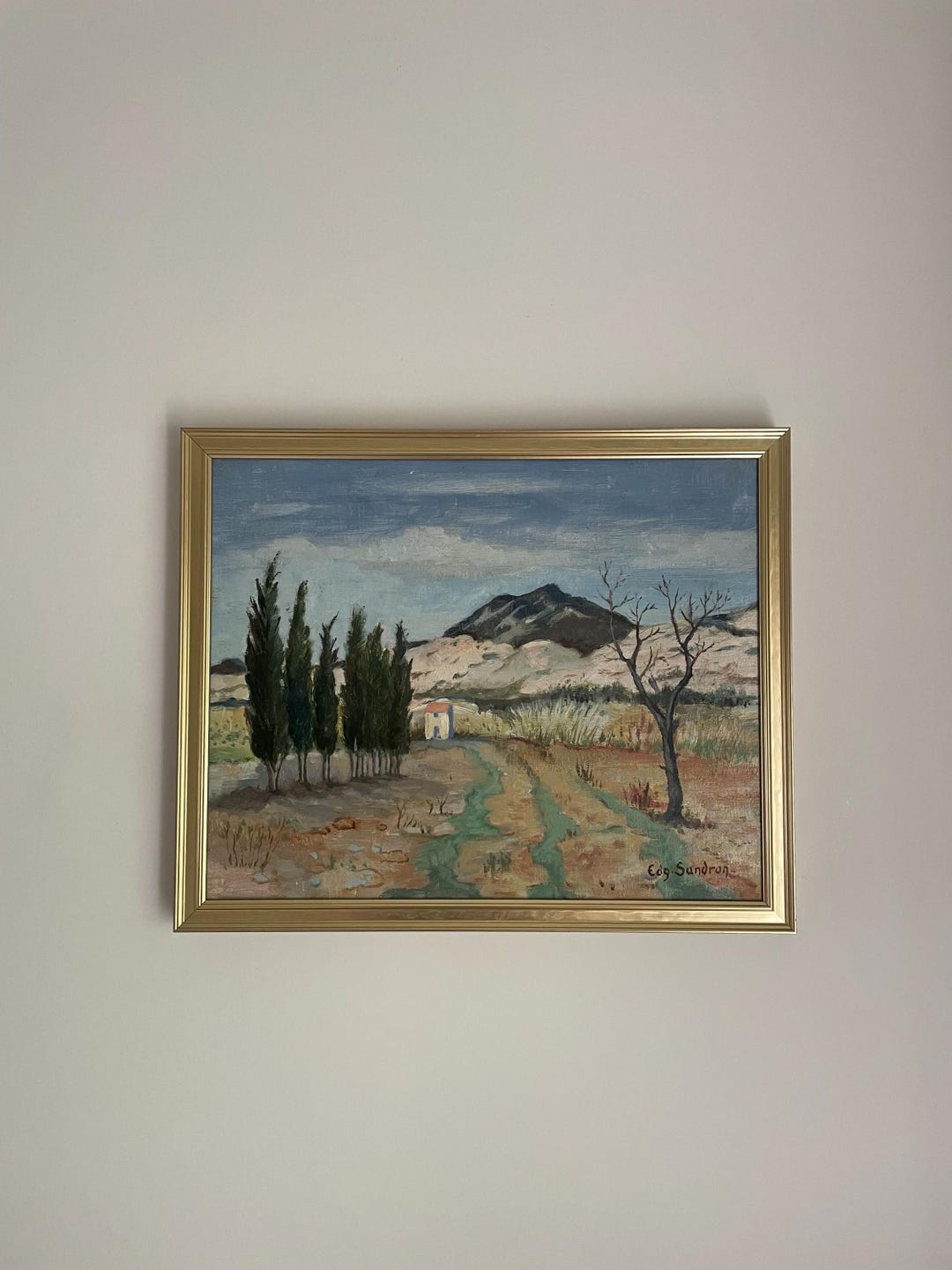 Vintage Framed Oil Painting of French Countryside With Cypress Trees - Etsy