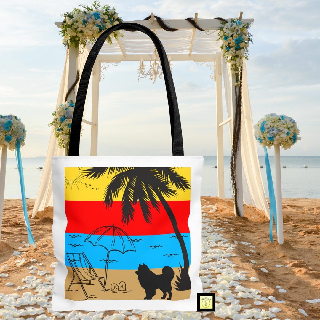 Samoyed Beach Canvas Tote Bag, Dog Lover Shoulder Bag, Pet Owner Gift ...
